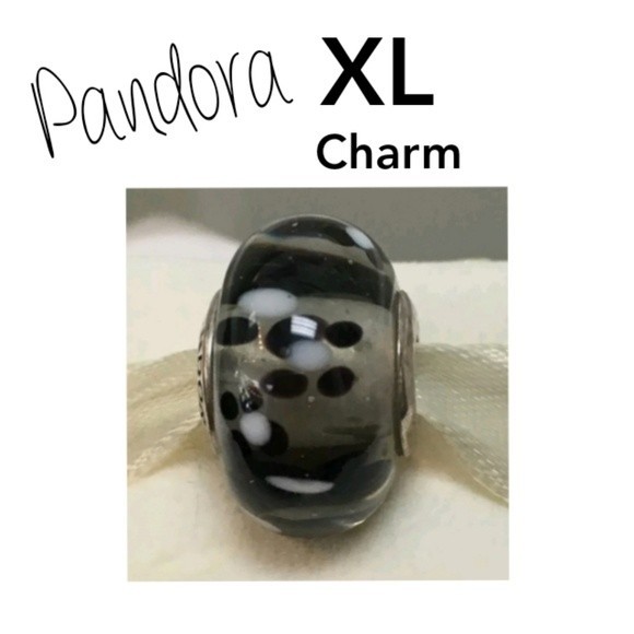 Pandora | Jewelry | Pandora Xl Blossom Murano Glass Charm Bead Black ...